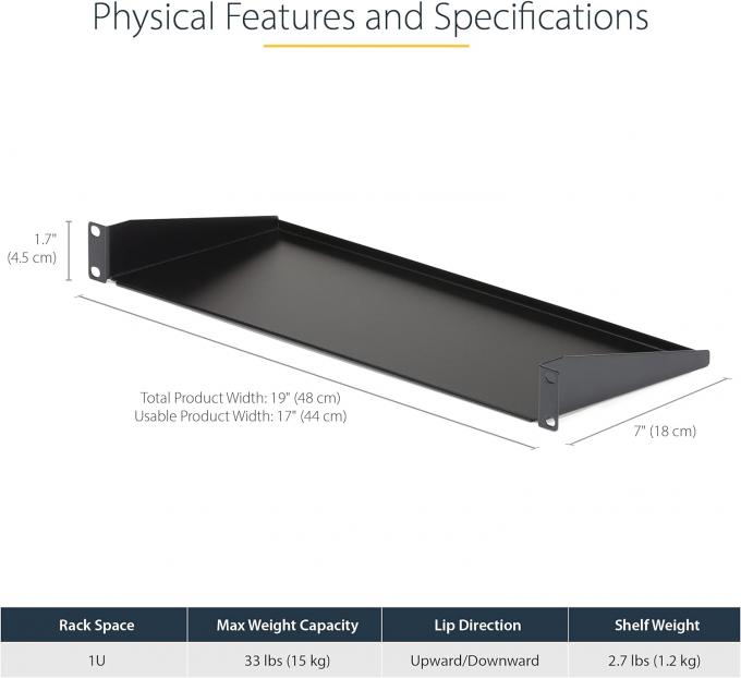 1U Server Rack Shelf Universal Rack Mount Cantilever Shelf for 19 ...