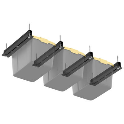 Stocked Heavy Duty Ceiling Container Bin Rack for 3 Bins Ceiling Garage ...