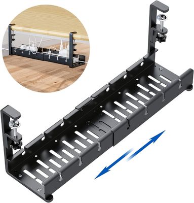 No Drill Steel Desk Cable Tray for Organizing Cables White Wire Cable ...