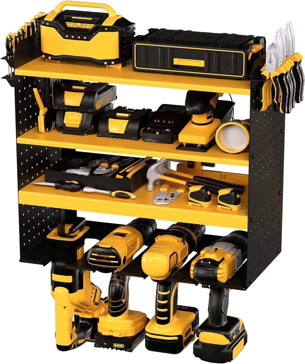 Pegboard Power Tool Organzier Wall Mount Garage Utility Shelf for ...