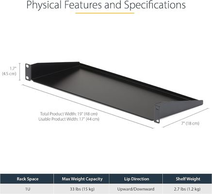 1U Server Rack Shelf Universal Rack Mount Cantilever Shelf for 19 ...