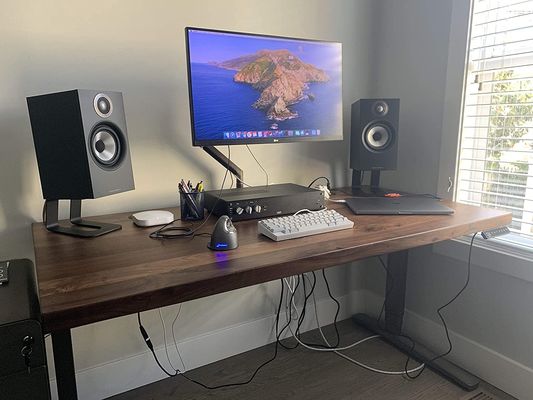 Black Desk Surround Sound Speaker Monitor Stand Riser with 2mm Wire ...
