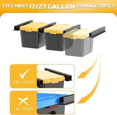 Stocked Heavy Duty Ceiling Container Bin Rack for 3 Bins Ceiling Garage ...