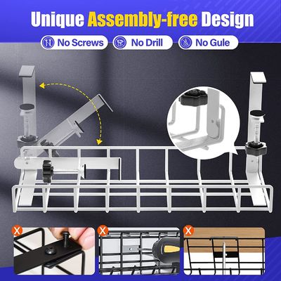 No Drill Under Desk Wire Organizer with Steel Mesh Cable Management ...
