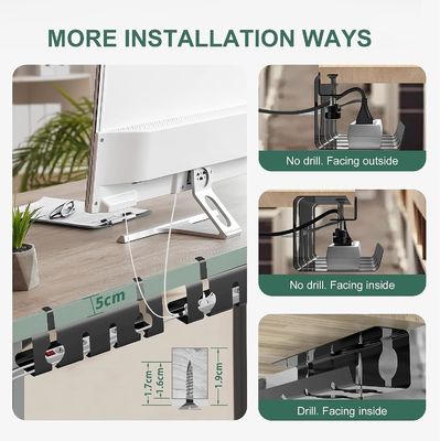 Silver Desk No Drilling Cable Management Tray for Workstation Cable ...